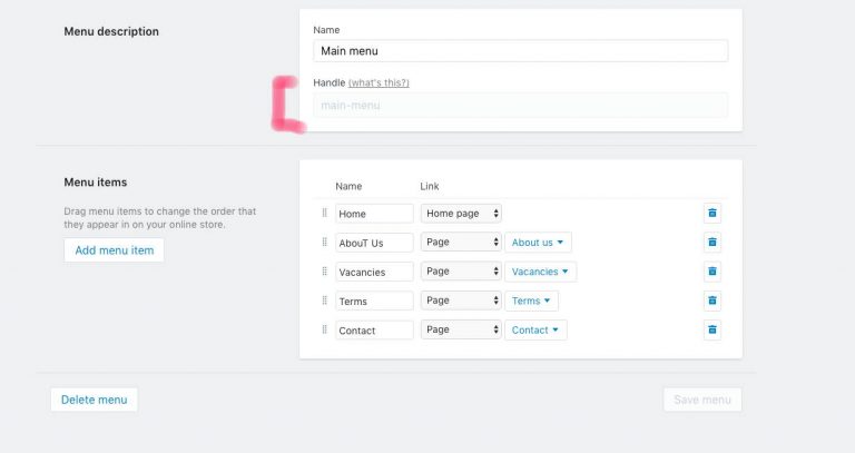 Shopify Developer Guide - How to output a menu in a Shopify theme